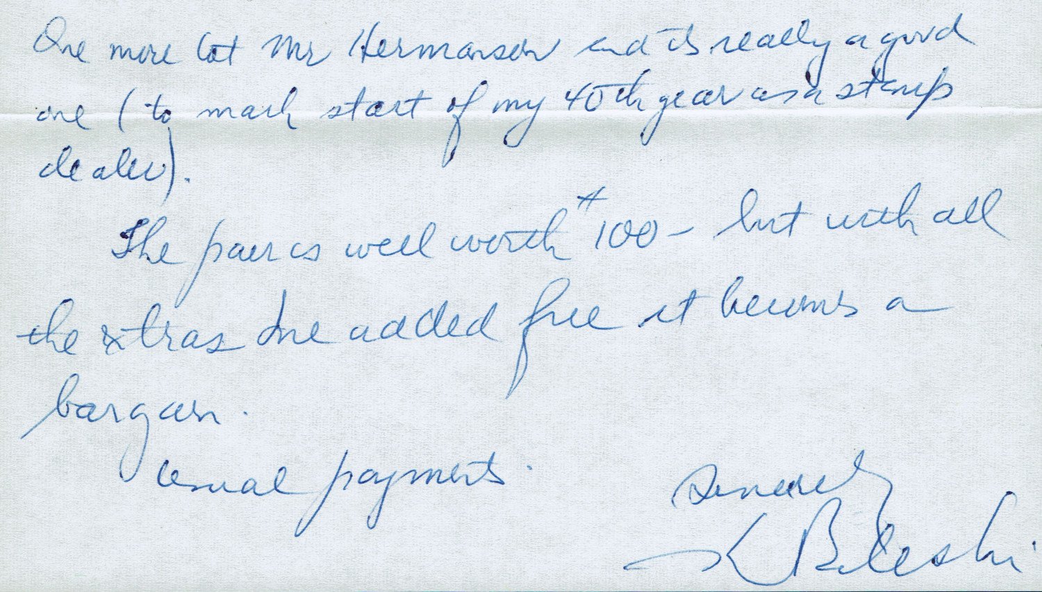 Bileski Hand Written Note - See My Stamps!